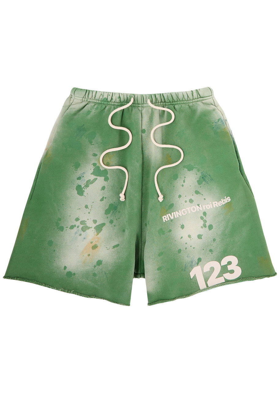 Rivington Roi Rebis Gym Bag Printed Cotton Shorts - Green