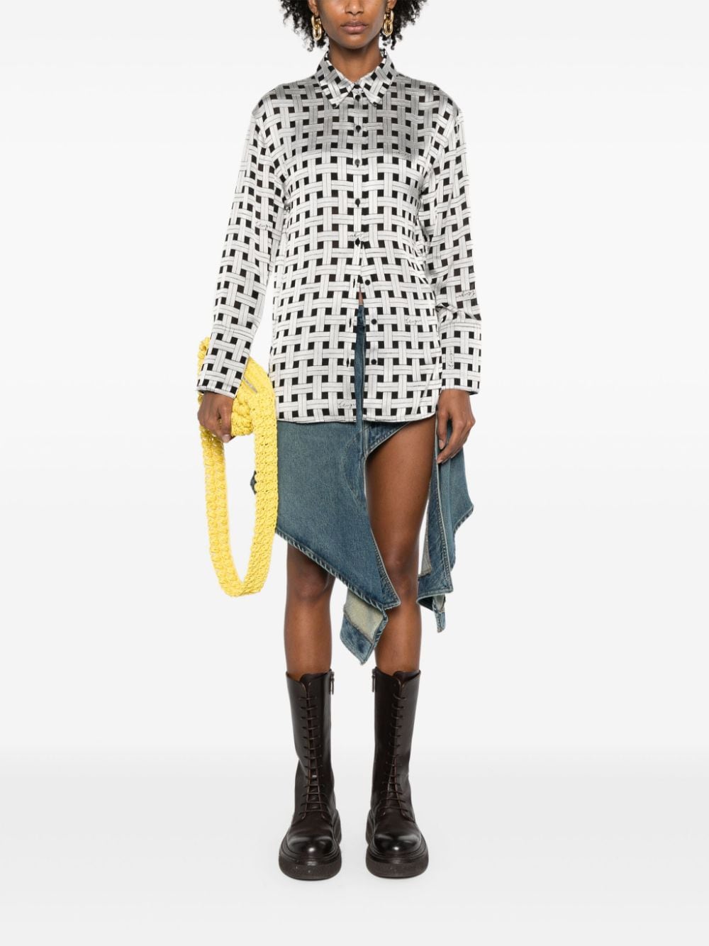 KENZO Kenzo Weave-Print Satin Shirt