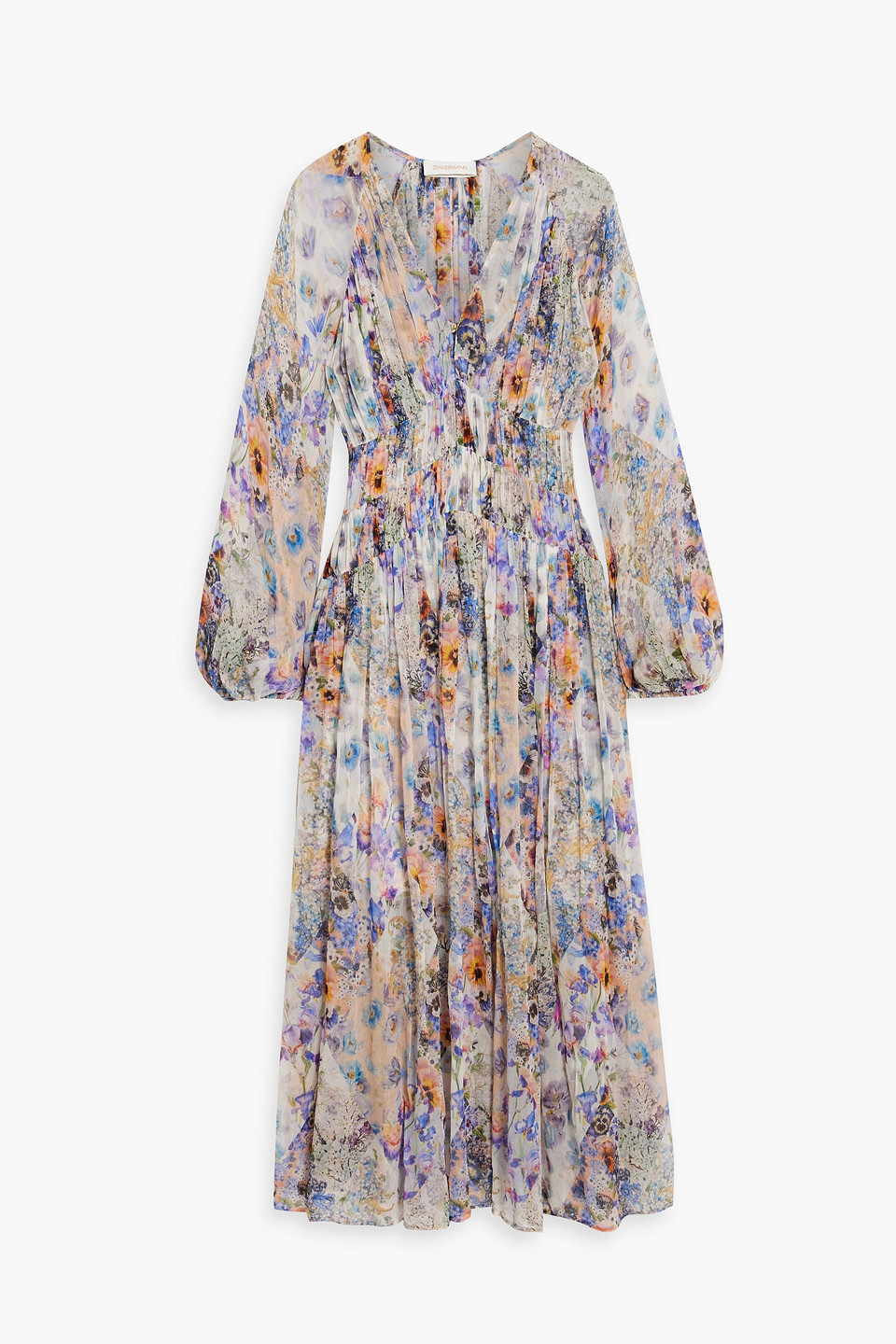 Zimmermann Shirred Printed Chiffon Maxi Dress In Multicolor - 50% Off |  Editorialist
