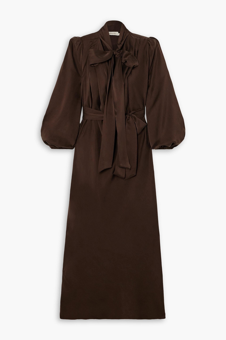 Zimmermann Silk-Satin Midi Dress In Chocolate - 55% Off | Editorialist