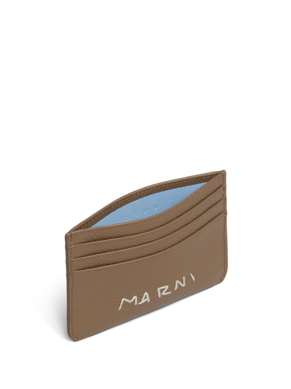 Marni Navy & Taupe Saffiano Leather Card Holder In Zo720