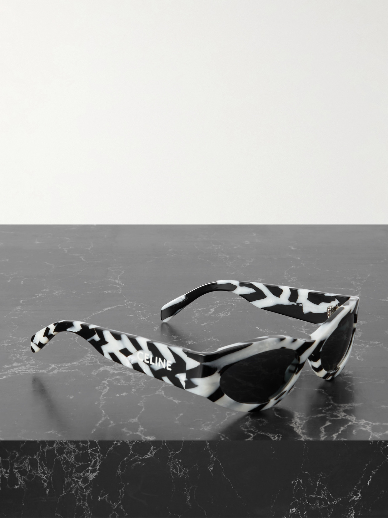 Celine Monochroms Cat-Eye Zebra-Print Sunglasses - Black