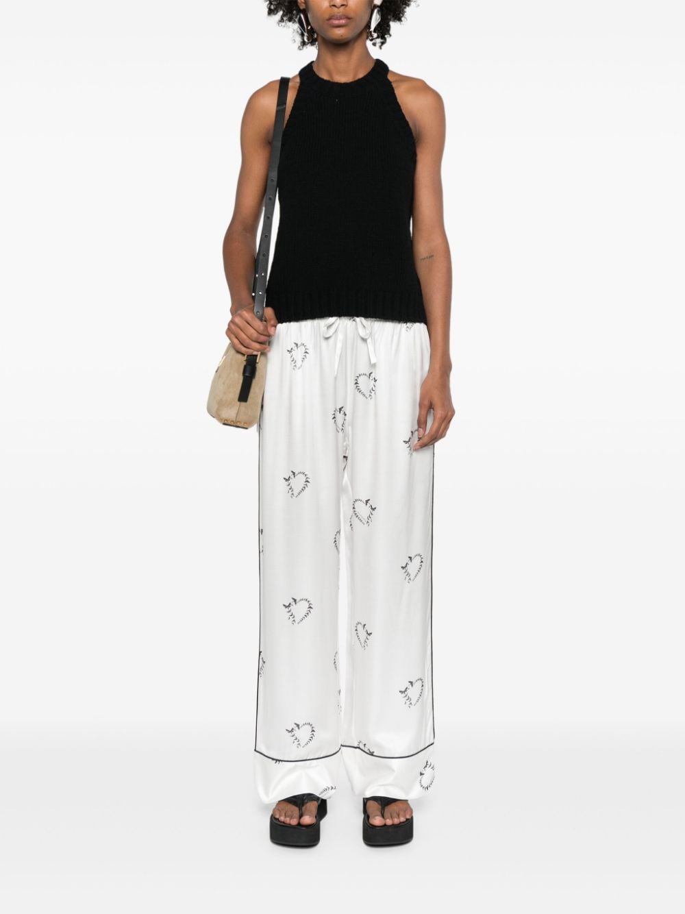 ALLSAINTS AllSaints Sofi Straight-Leg Trousers with All-Over Logo and Heart Print