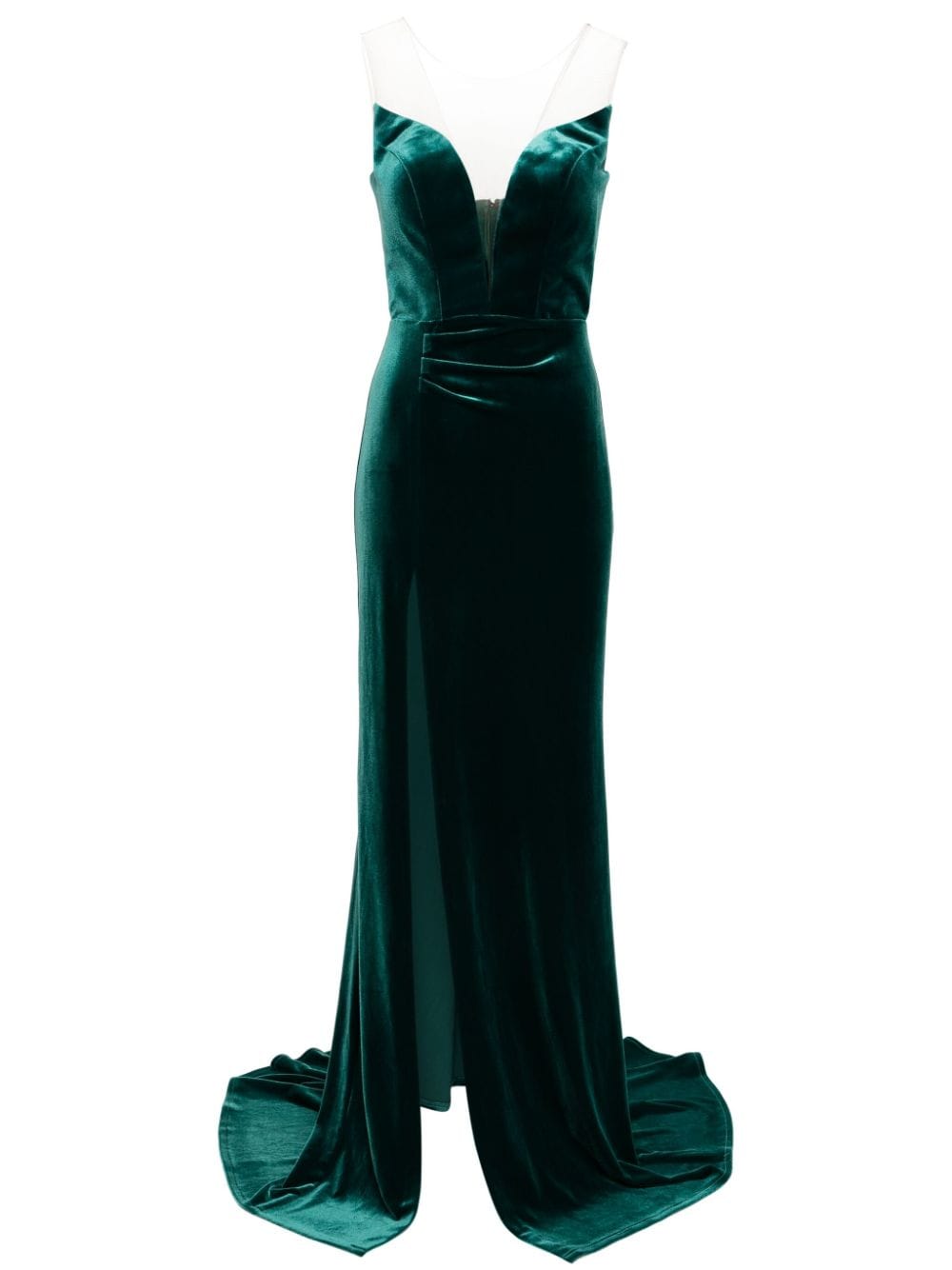 green emerald velvet dress Wedtrend Women Dark Green Velvet Maxi Evening Dress A-Line Long Sleeves Holiday Dress, Dark Green / US6 main image 0