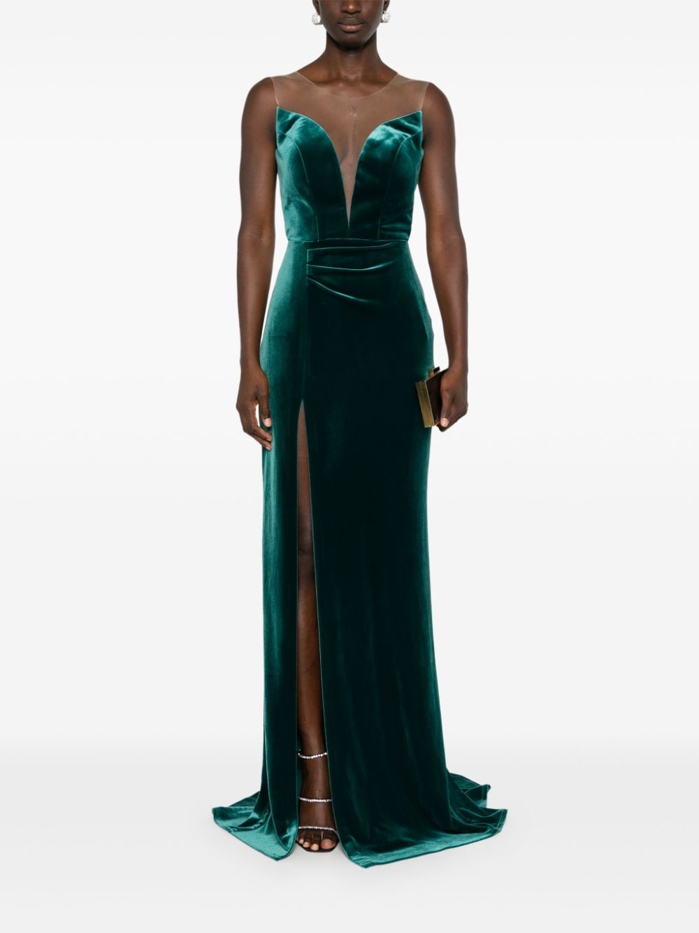 green emerald velvet dress CD Thalia Off Shoulder Velvet Emerald Green Gown  GlamEdge Dress & Gown