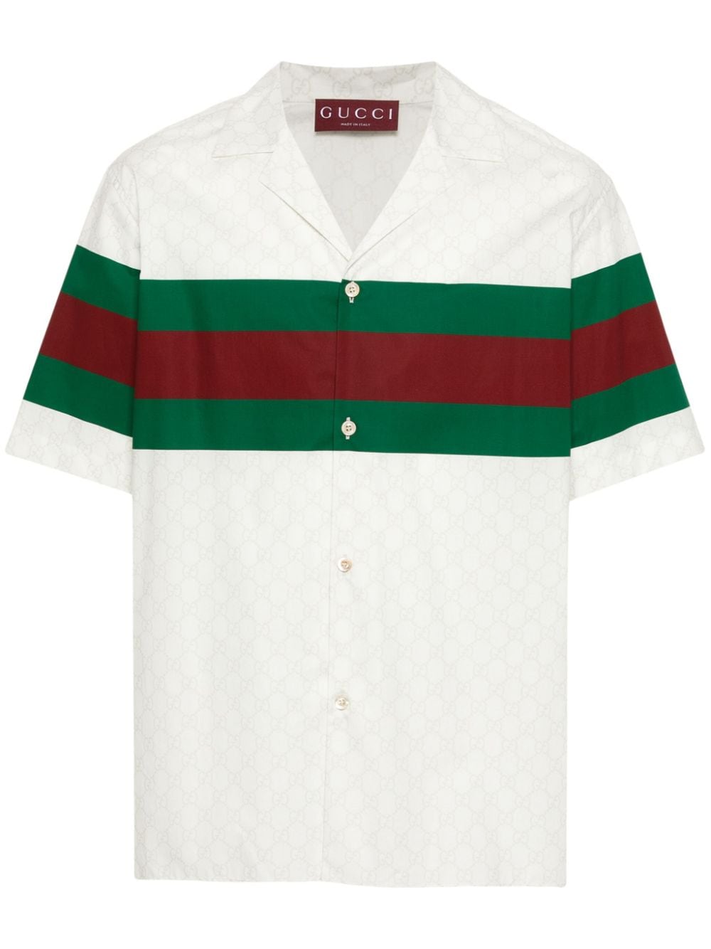 Gucci Gg Web-Print Cotton Shirt - White | Editorialist