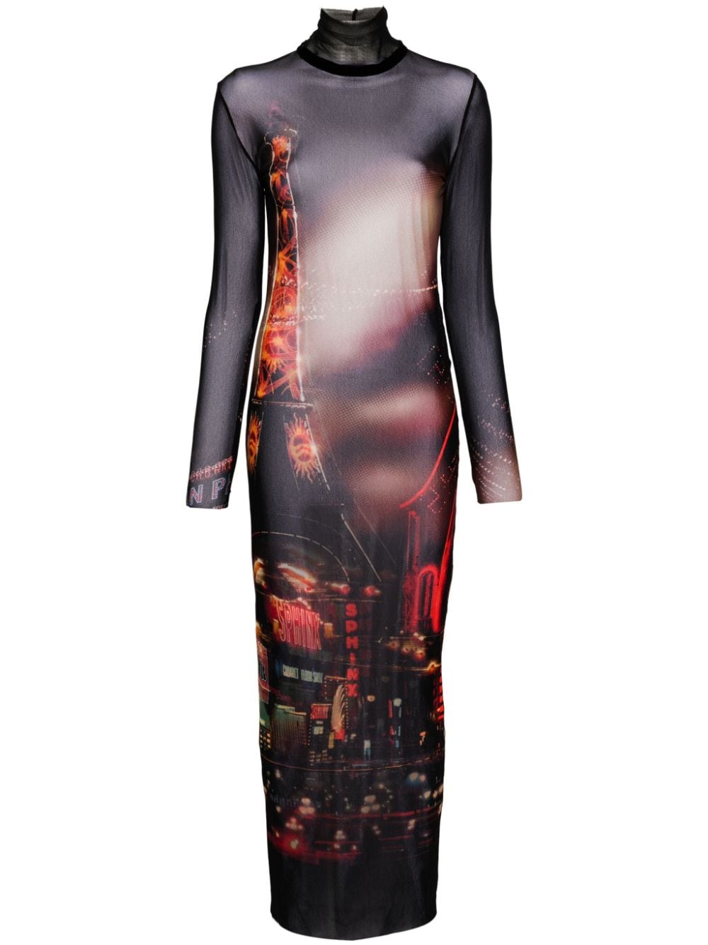 JEAN PAUL GAULTIER Jean Paul Gaultier Pigalle-Print Tulle Maxi Dress