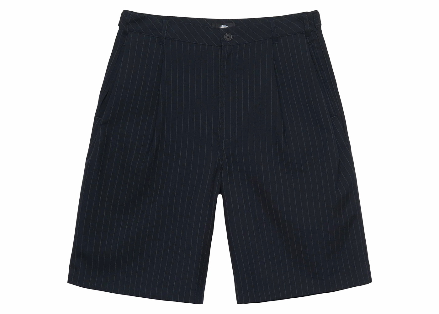StüSsy Volume Pleated Stripe Short - Black | Editorialist