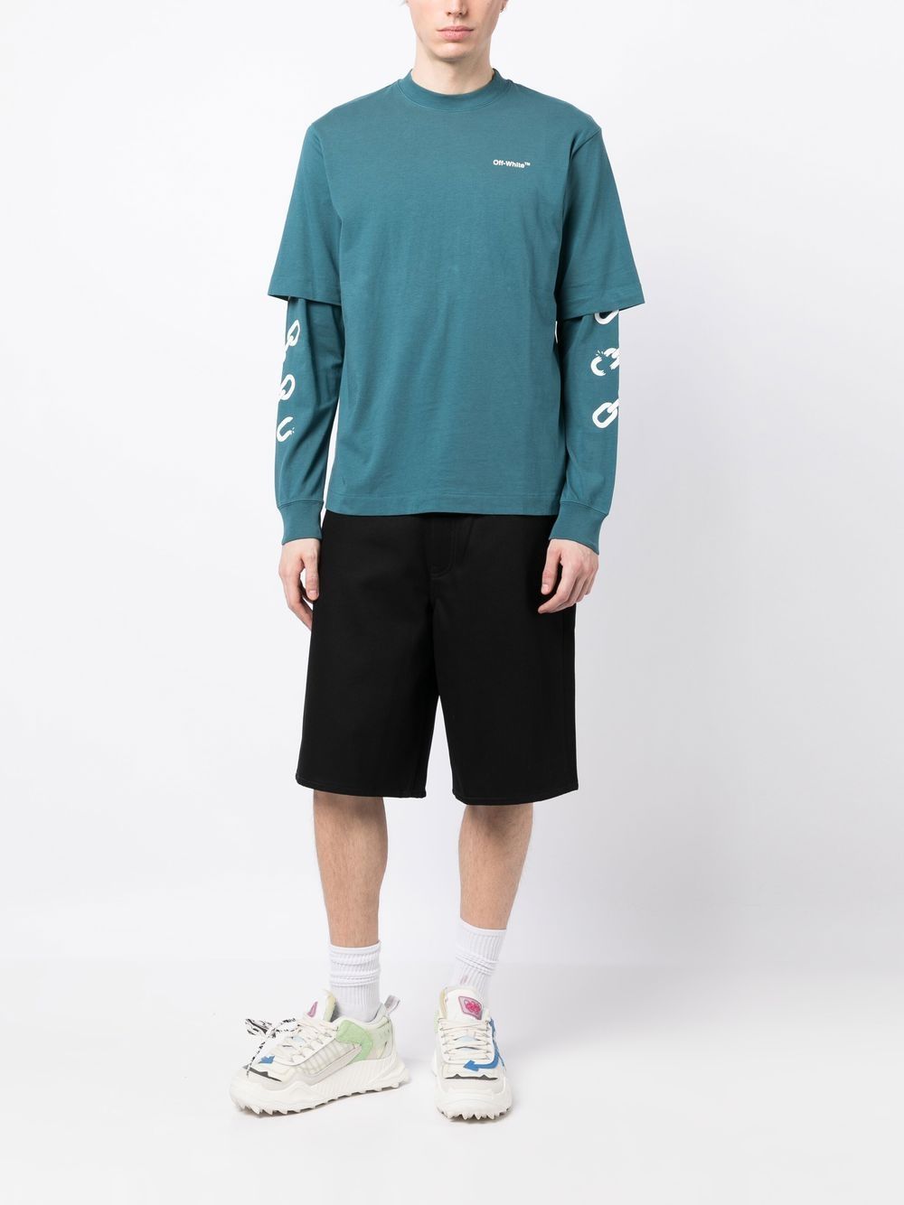 OFF-WHITE Off-White Logo-Print Knee-Length Shorts