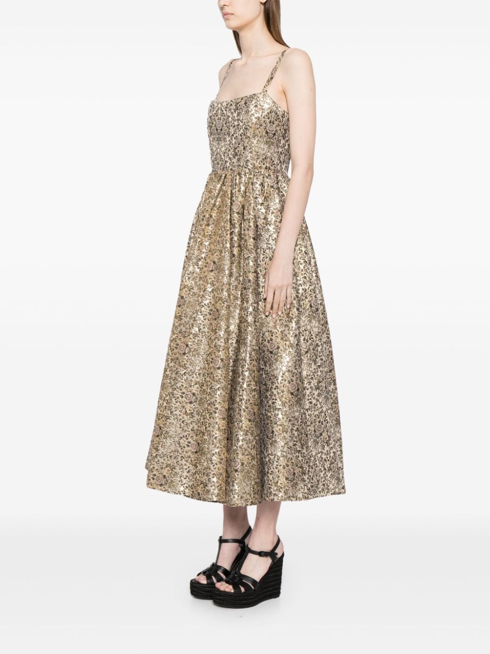 knee length dresses for ladies AURELIE Bead Embellished Tulip Mini Dress With Gold Trims In Black