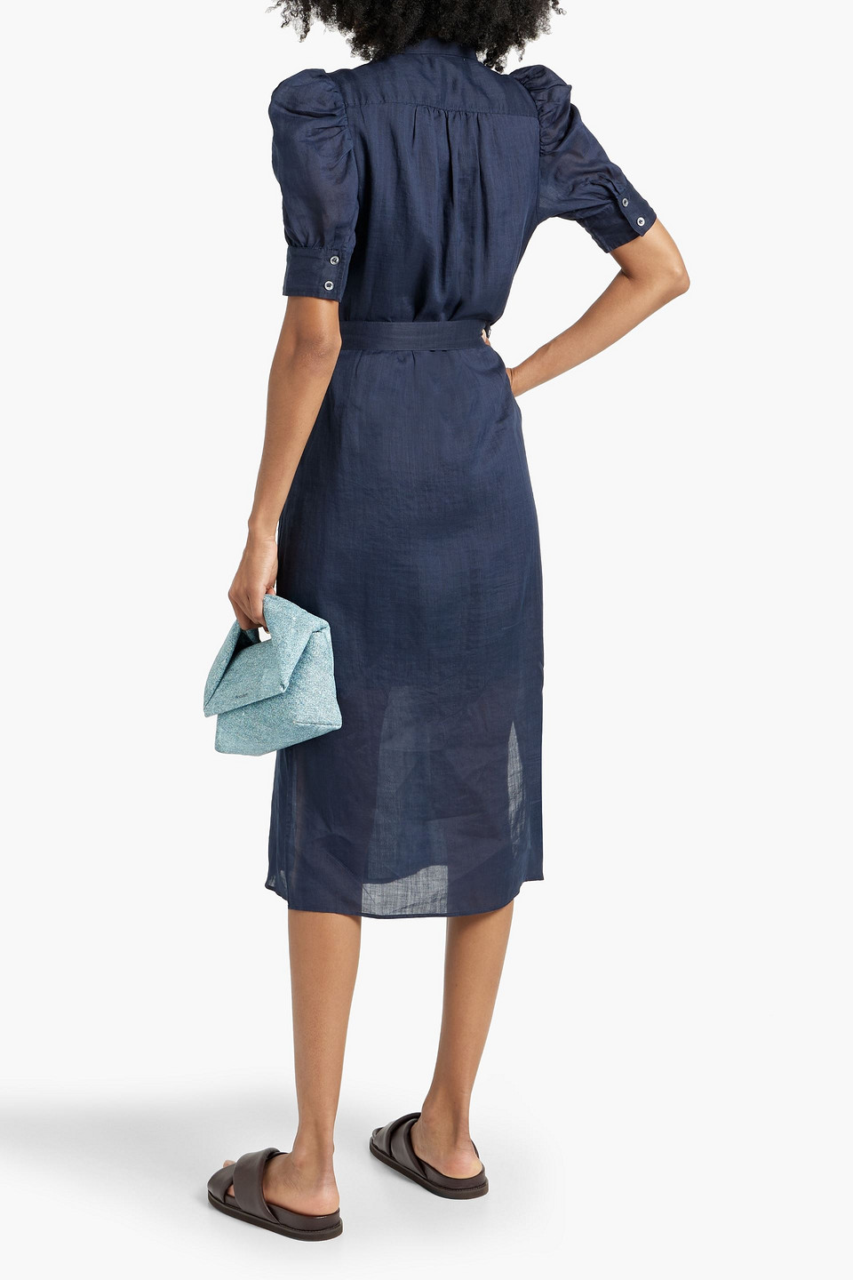 navy blue dress for baby girl FRAME The Striped Safari cotton-poplin mini shirt dress