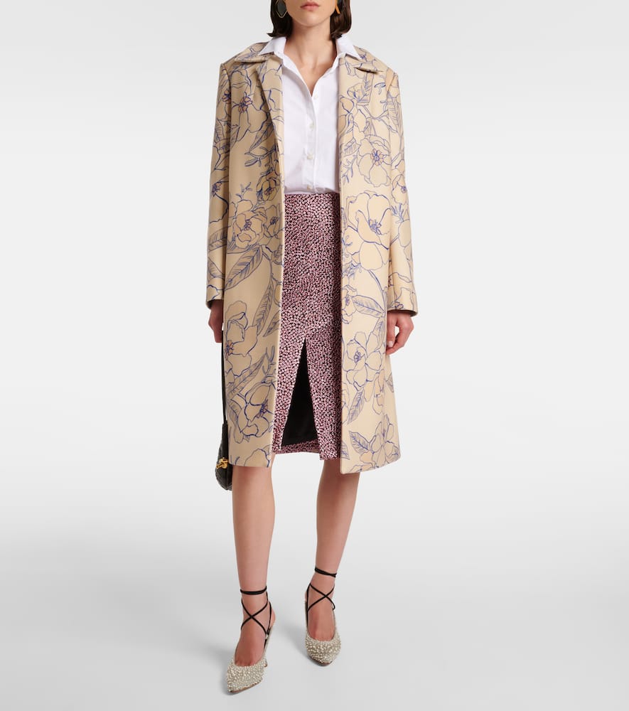 DRIES VAN NOTEN Dries Van Noten Floral Wool-Blend Trench Coat