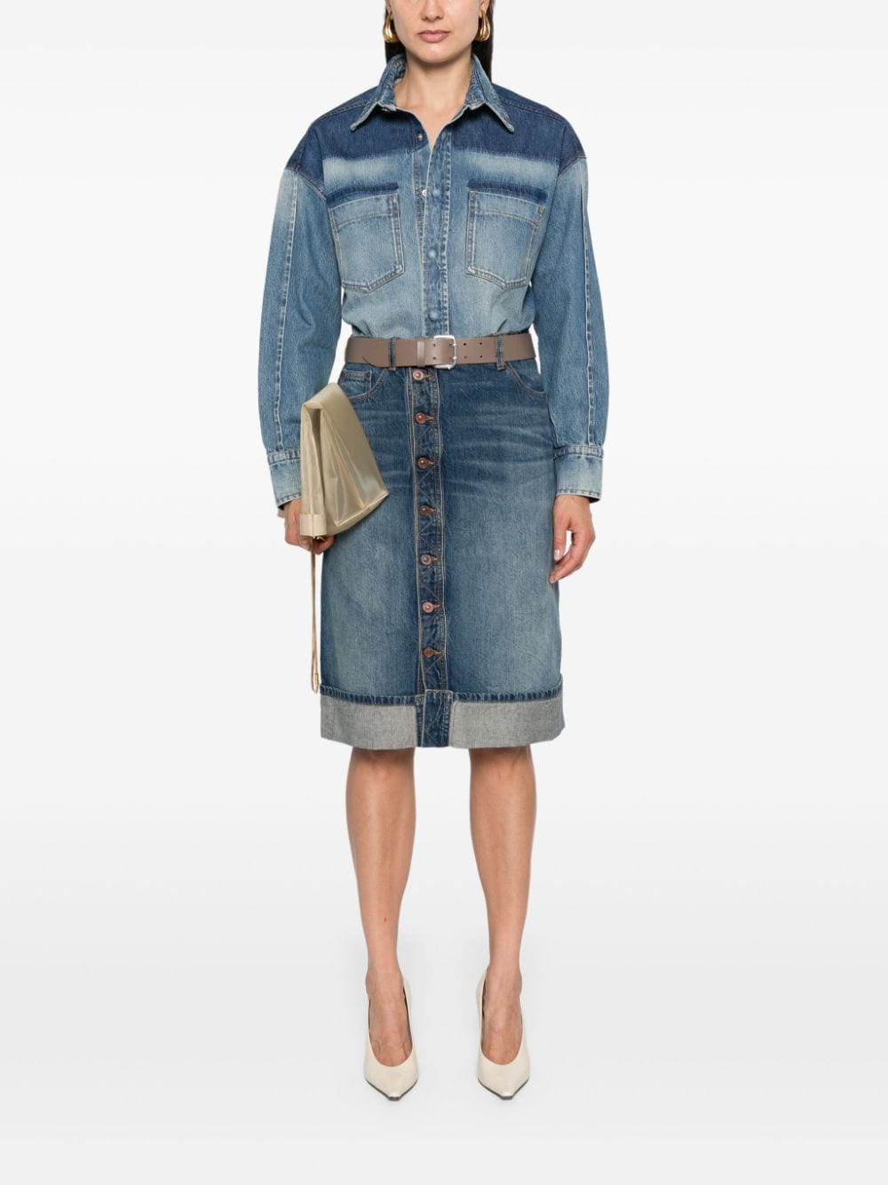 VICTORIA BECKHAM Victoria Beckham Mid-Rise Denim Midi Skirt