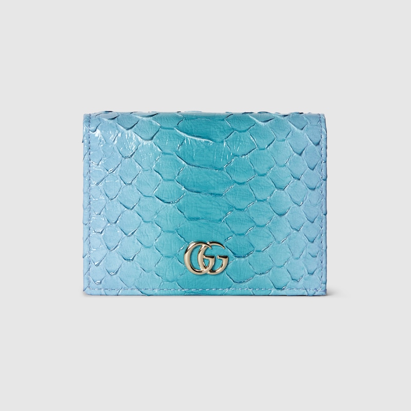Gucci Gg Marmont Python Card Case Wallet Precious - Blue