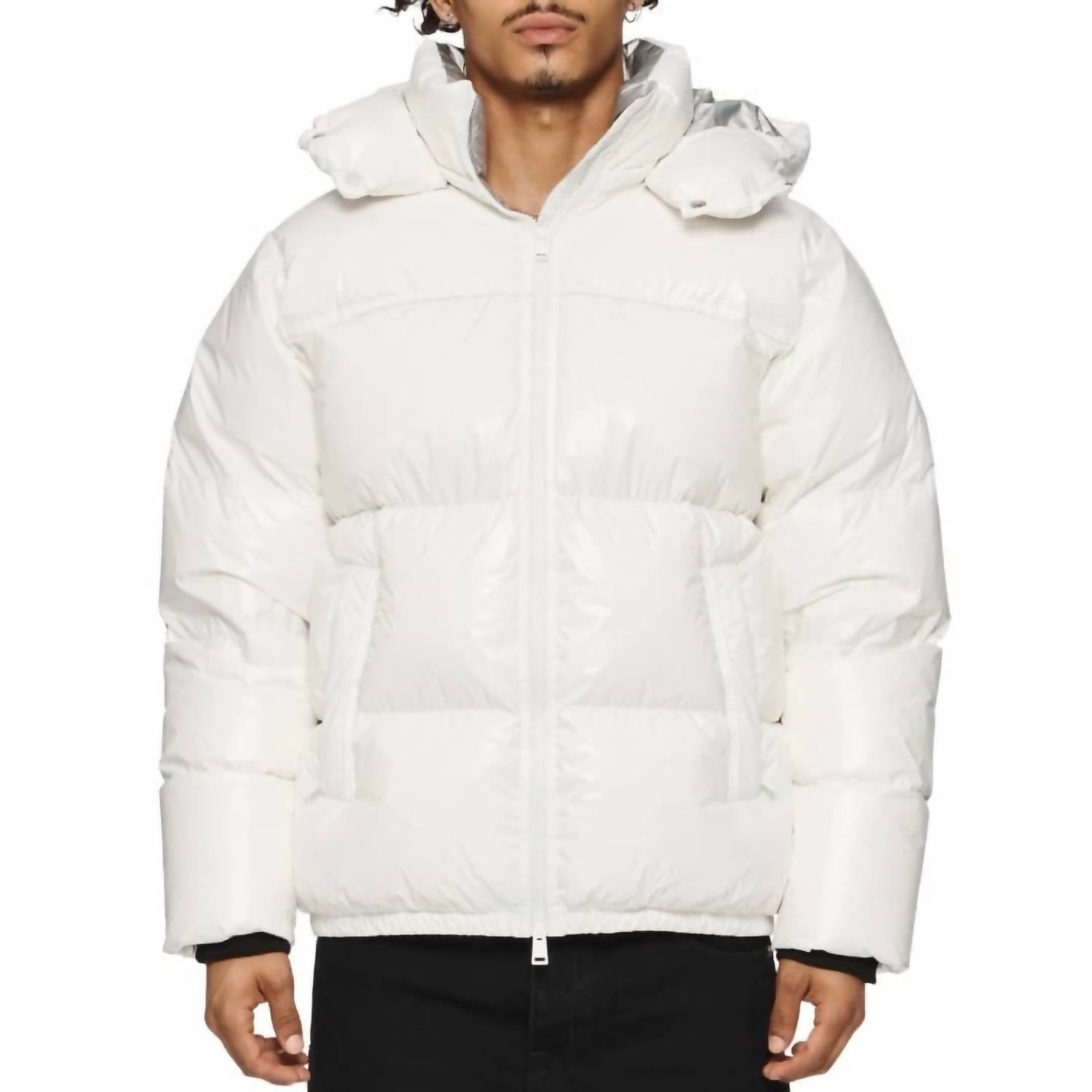 Purple Brand Nylon Down Puffer Jacket In Snow In White - 53% Off 