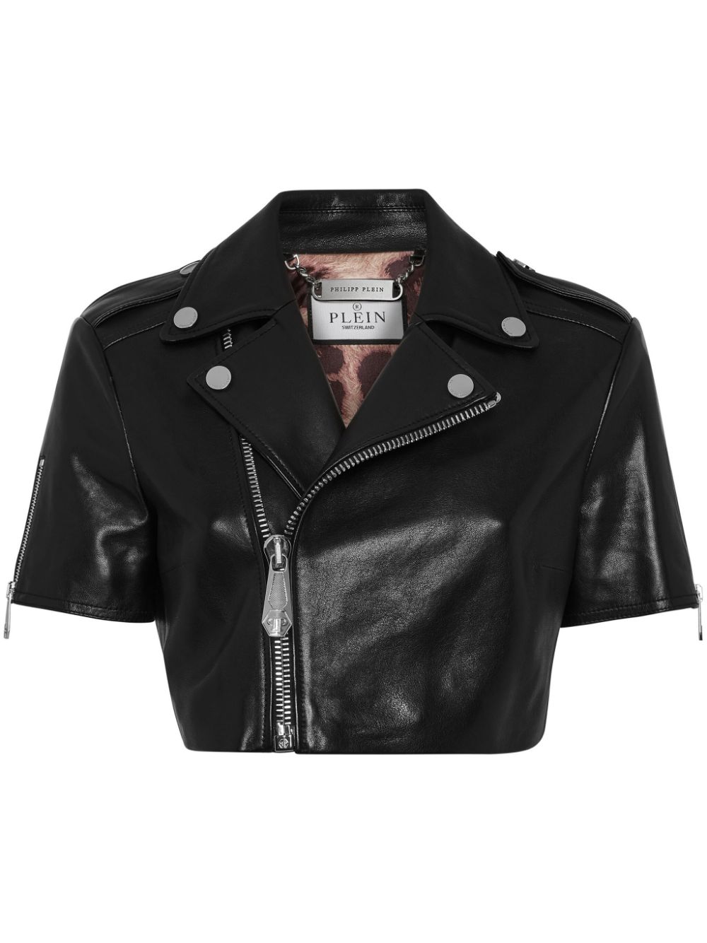 PHILIPP PLEIN Philipp Plein Leather Cropped Biker Jacket