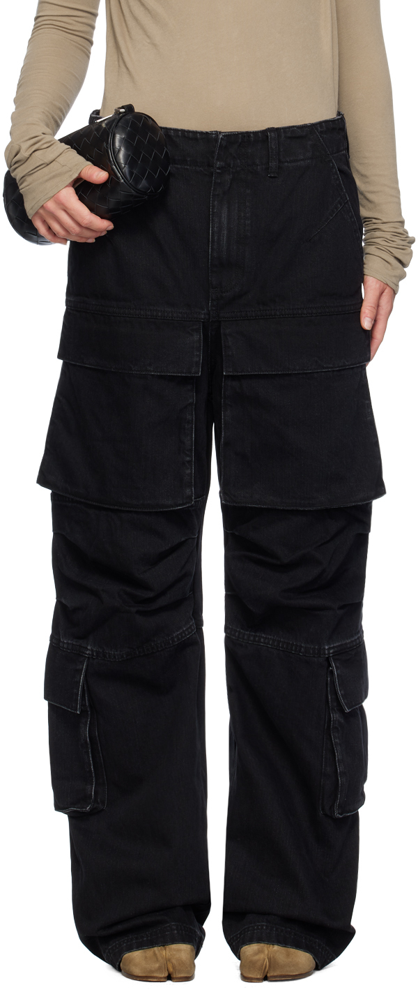Entire Studios Heavy Denim Cargo Pants In Magnetite - 45% Off