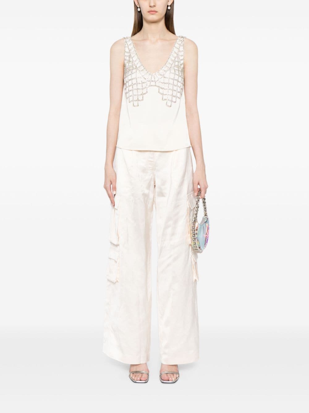 SELF-PORTRAIT Self-Portrait High-Waisted Straight-Leg Cargo Trousers