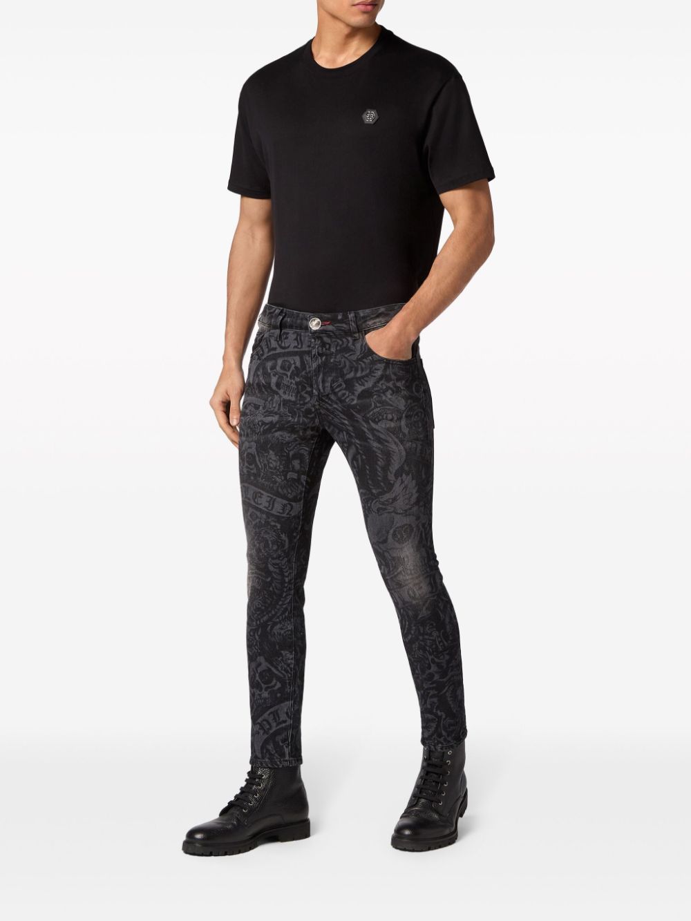 PHILIPP PLEIN Philipp Plein Tattoo-Print Skinny Jeans