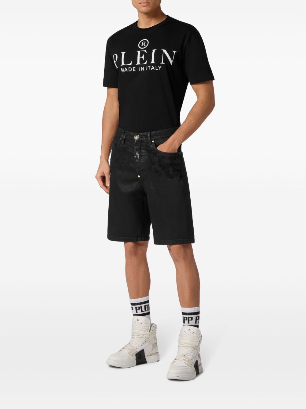 PHILIPP PLEIN Philipp Plein Ripped Denim Shorts