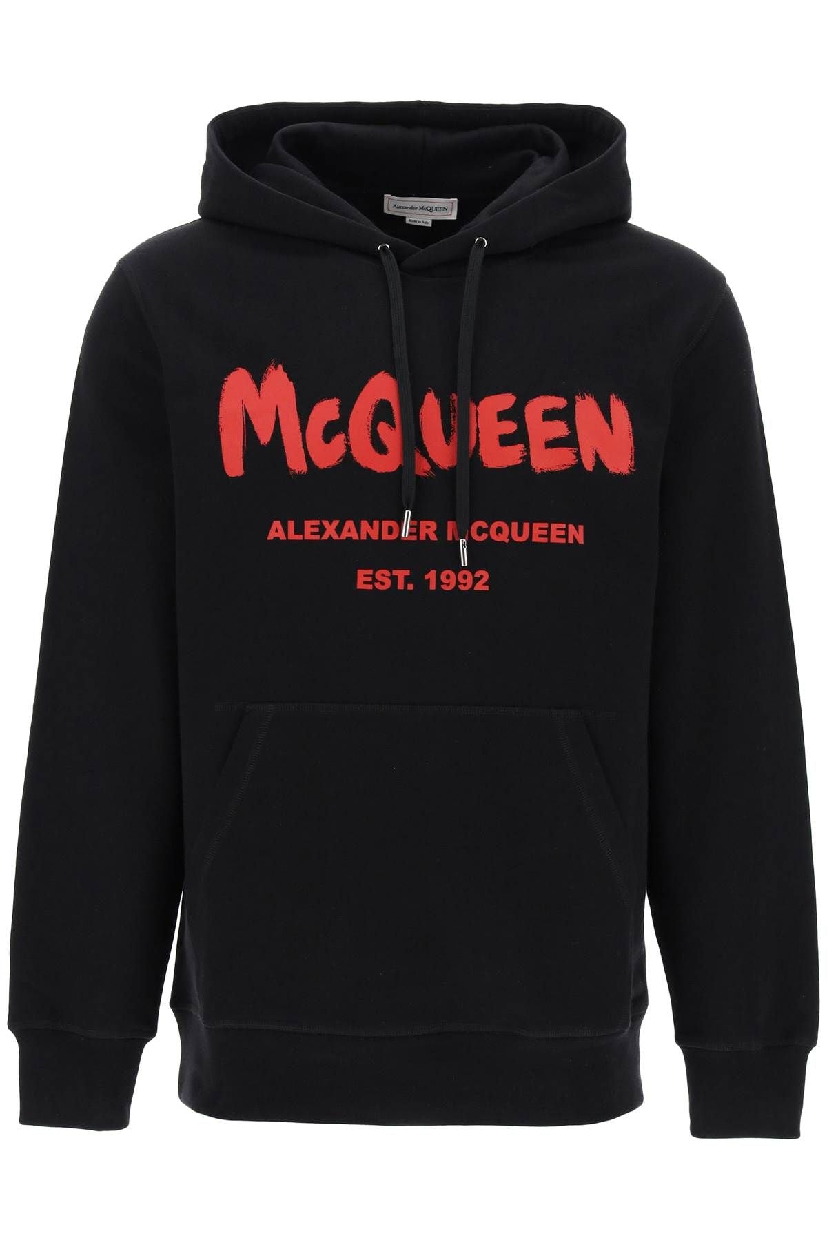 Alexander Mcqueen Graffiti Print Hoodie In Black - 31% Off