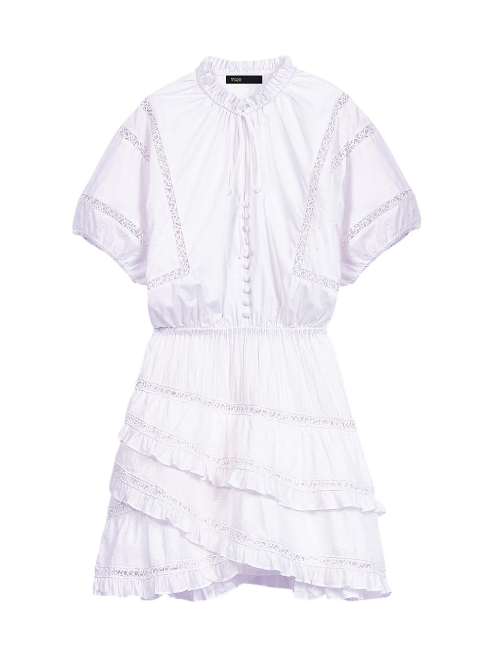 sachin and babi light blue dress Maje embroidered ruffle-hem mini dress - White price in Kuwait