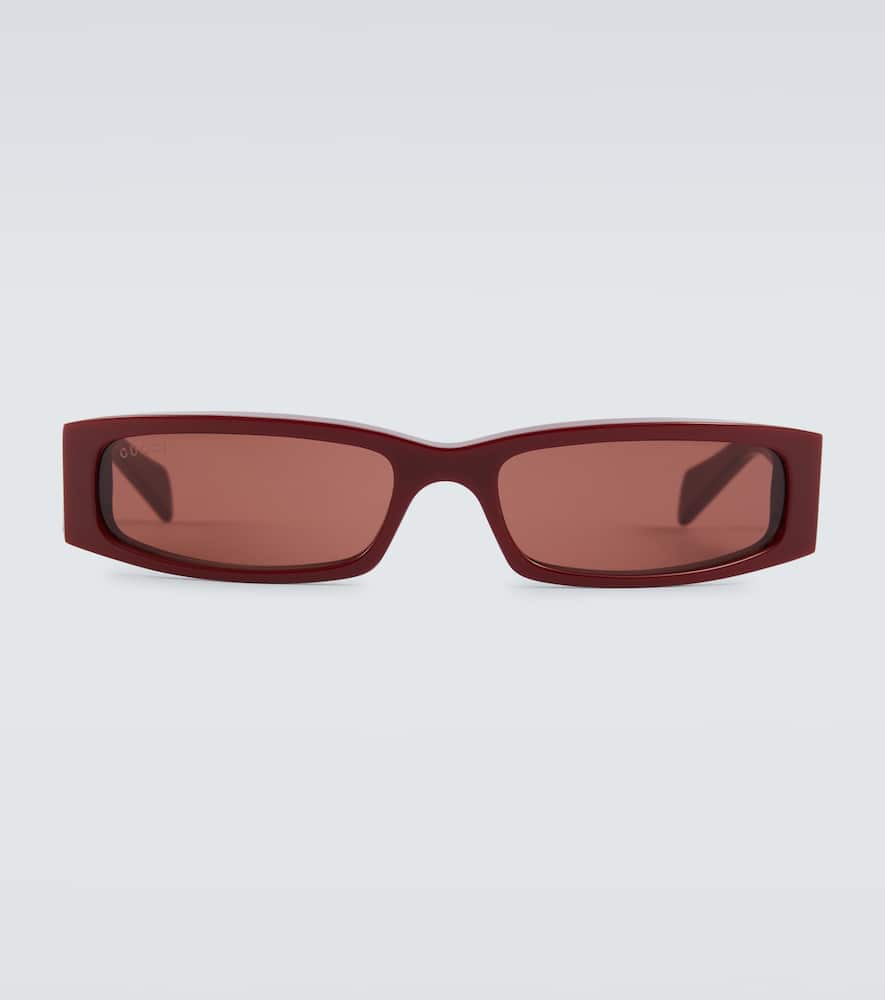 Gucci Burgundy Rectangular Sunglasses with Gold Horsebit Trim Gucci Women main image 3