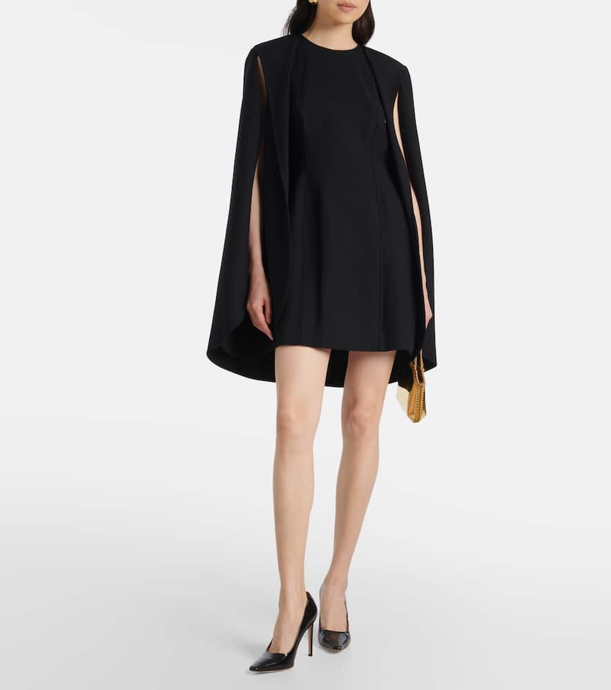 STELLA MCCARTNEY Stella McCartney Black Wool Blend Cape Dress