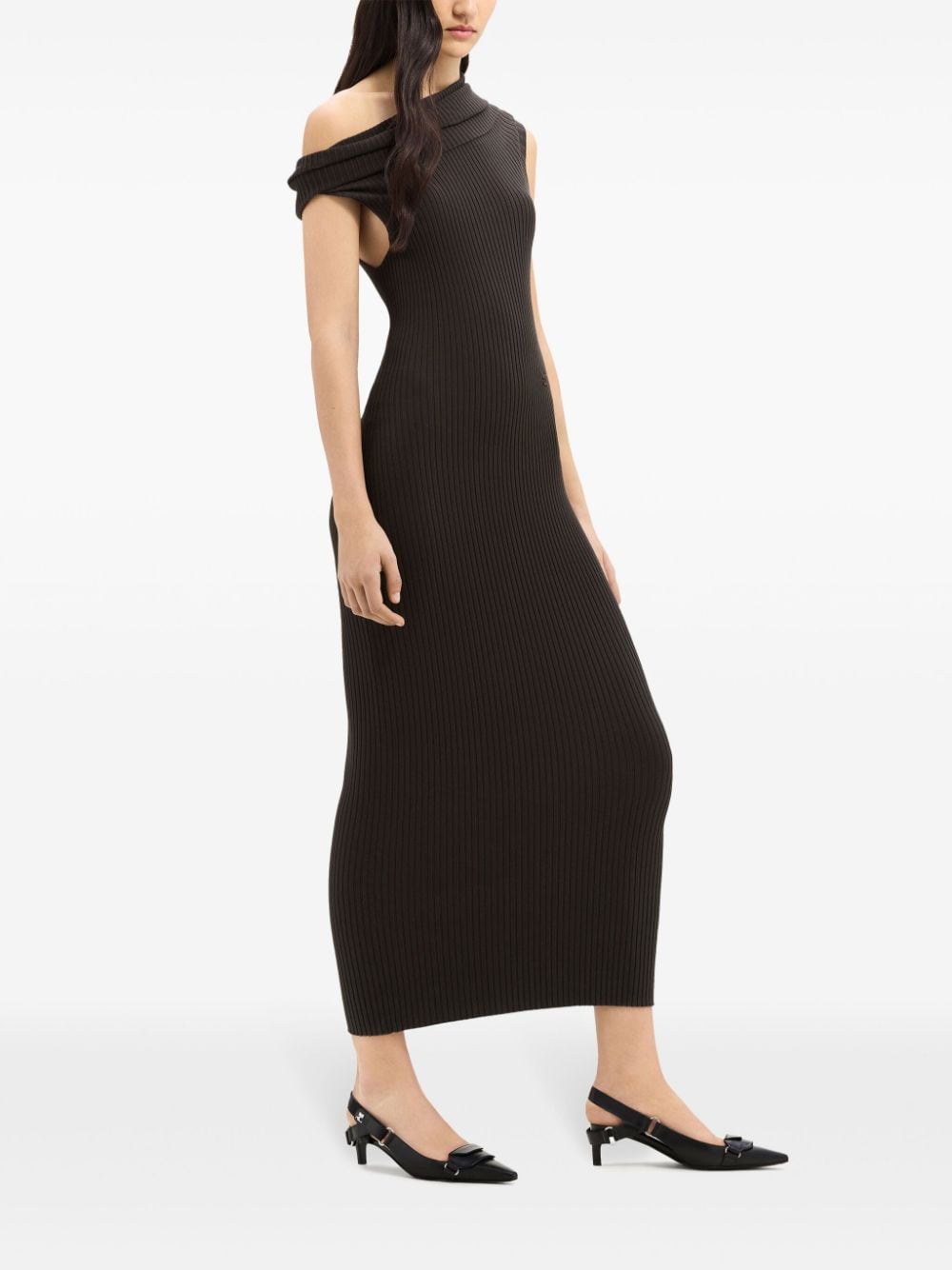 COURREGES Courrèges Asymmetric Ribbed-Knit Maxi Dress