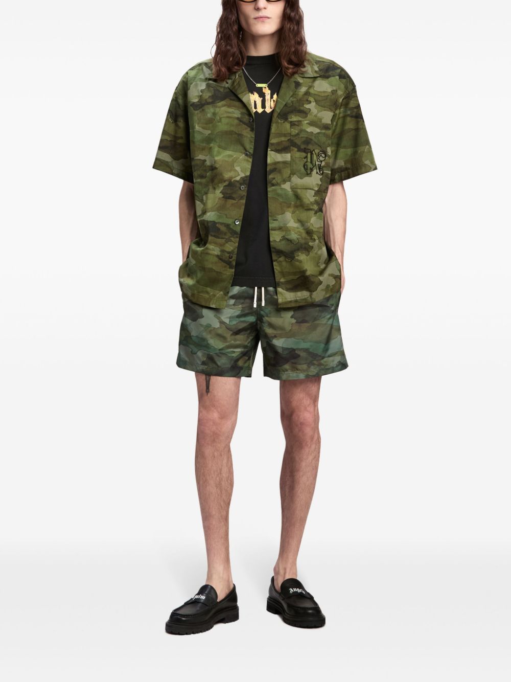 PALM ANGELS camouflage-print cotton shirt