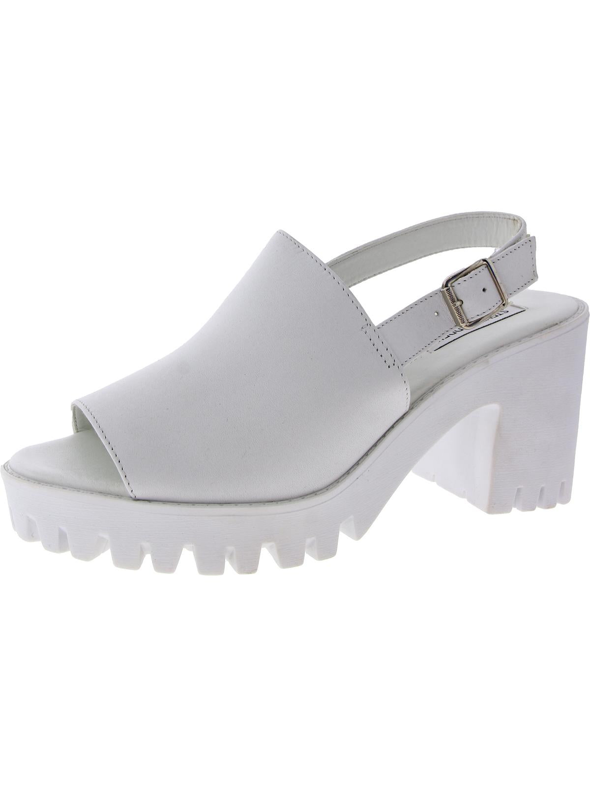 Steve Madden Sunnyside Lugged Sole Slingback Heel Sandals In White