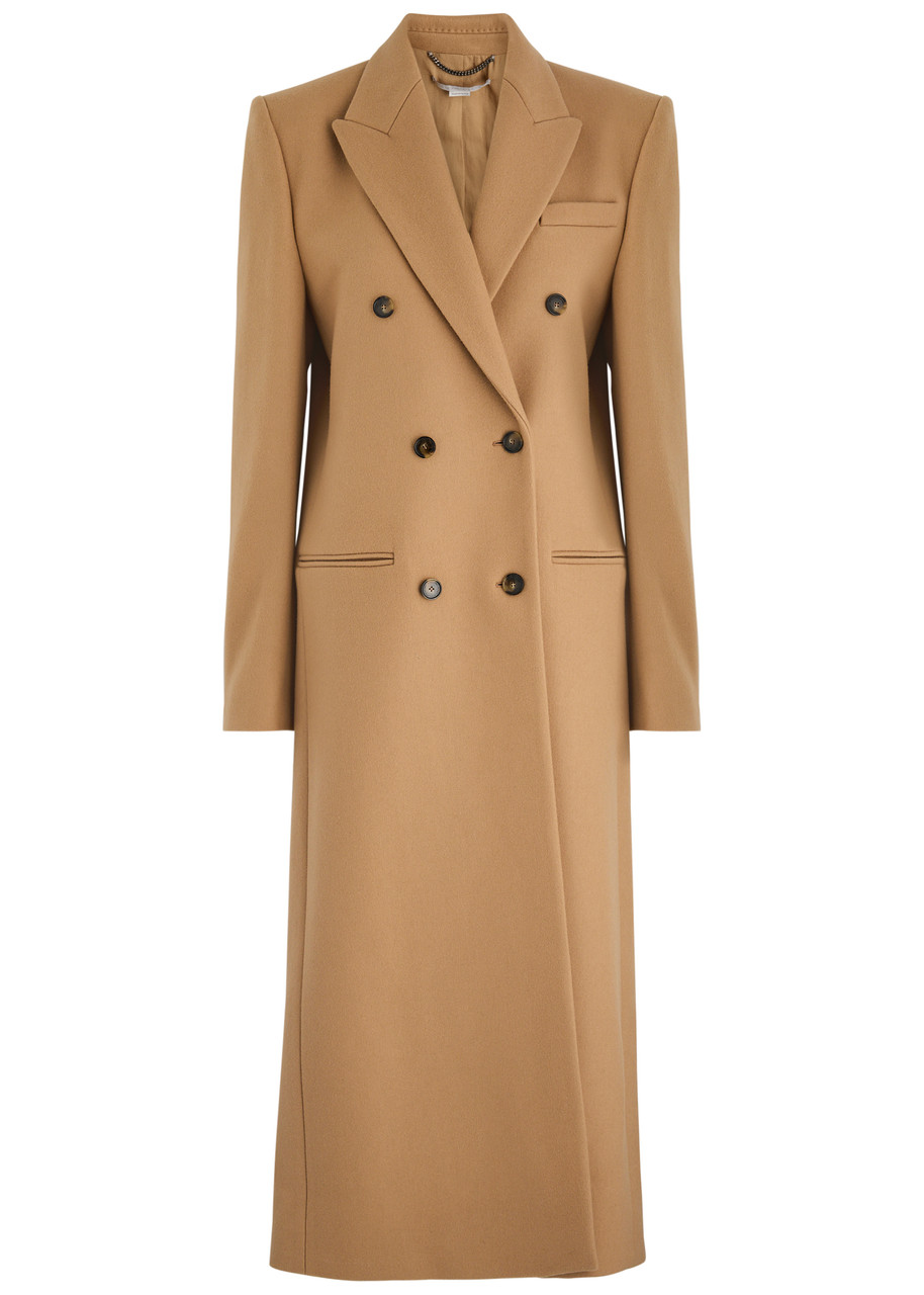 Stella Mccartney Double-Breasted Wool Coat In Camel - 50% Off