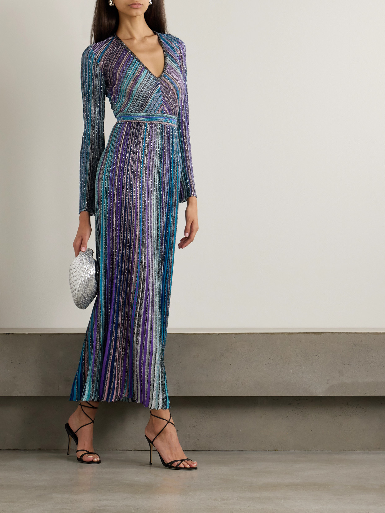 Missoni Sequined Striped Metallic Crochet-Knit Maxi Dress In Multi - 50%  Off | Editorialist