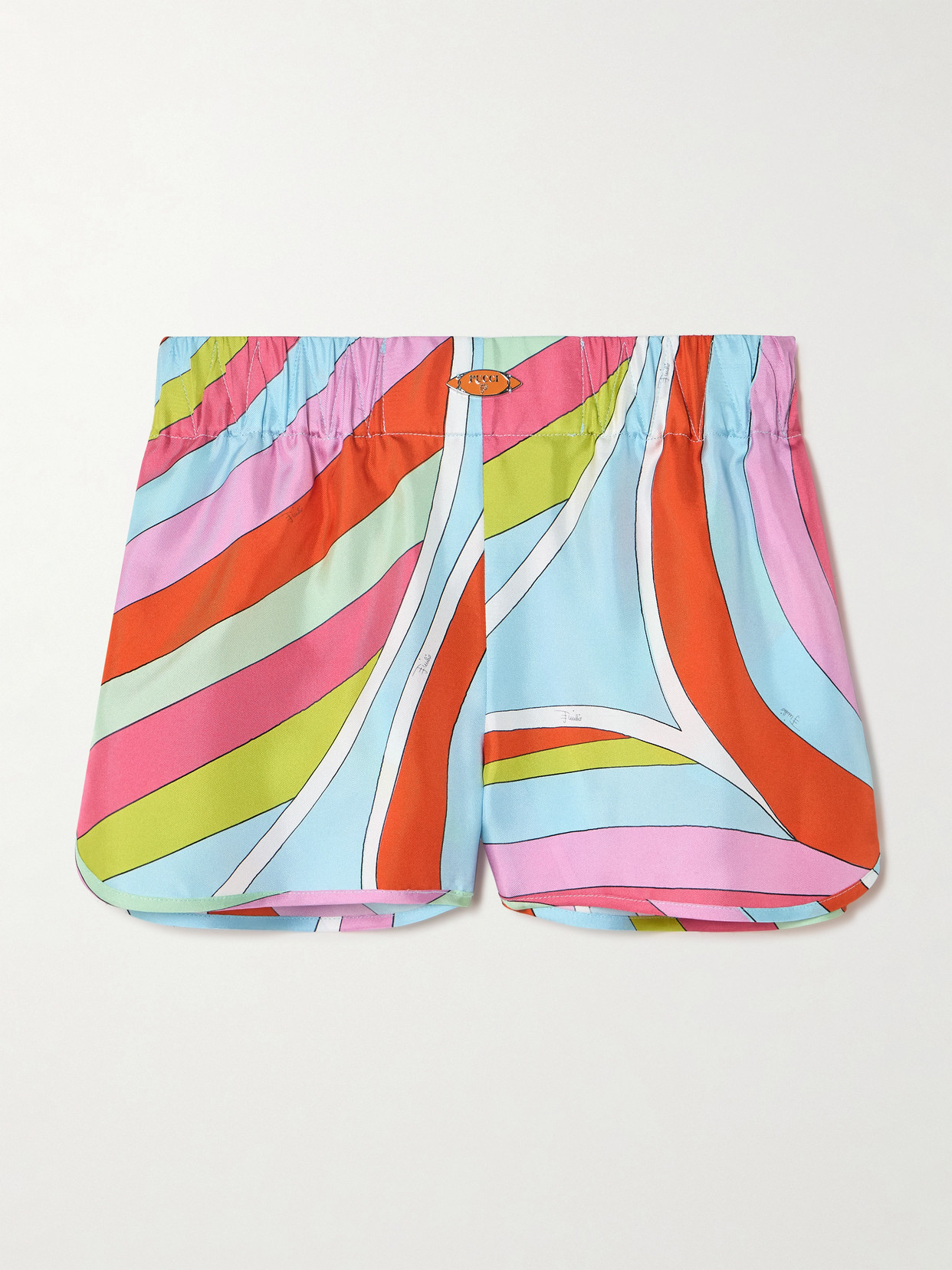 Emilio Pucci Embellished Printed Silk Satin-Twill Shorts Pink