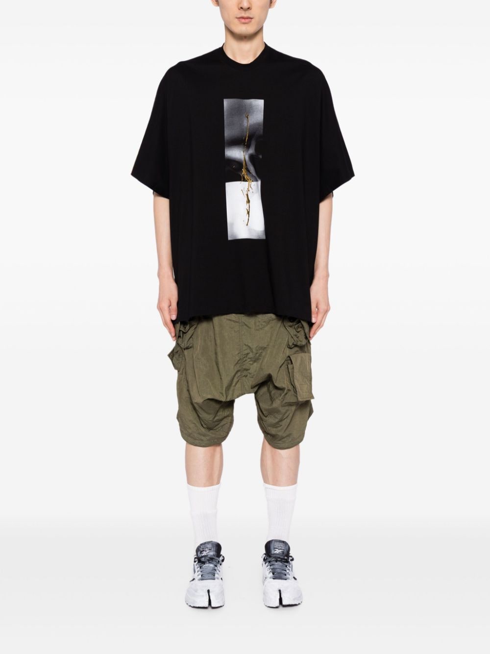 Julius Gas Mask Denim Cargo Shorts In Black - 40% Off | Editorialist