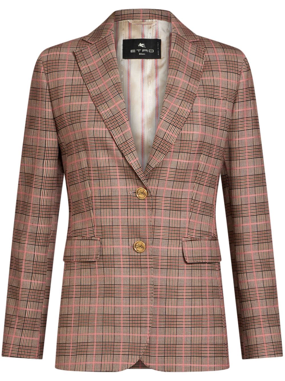 Djerf Avenue Weekend Check-Print Cotton Blazer - Checked Red