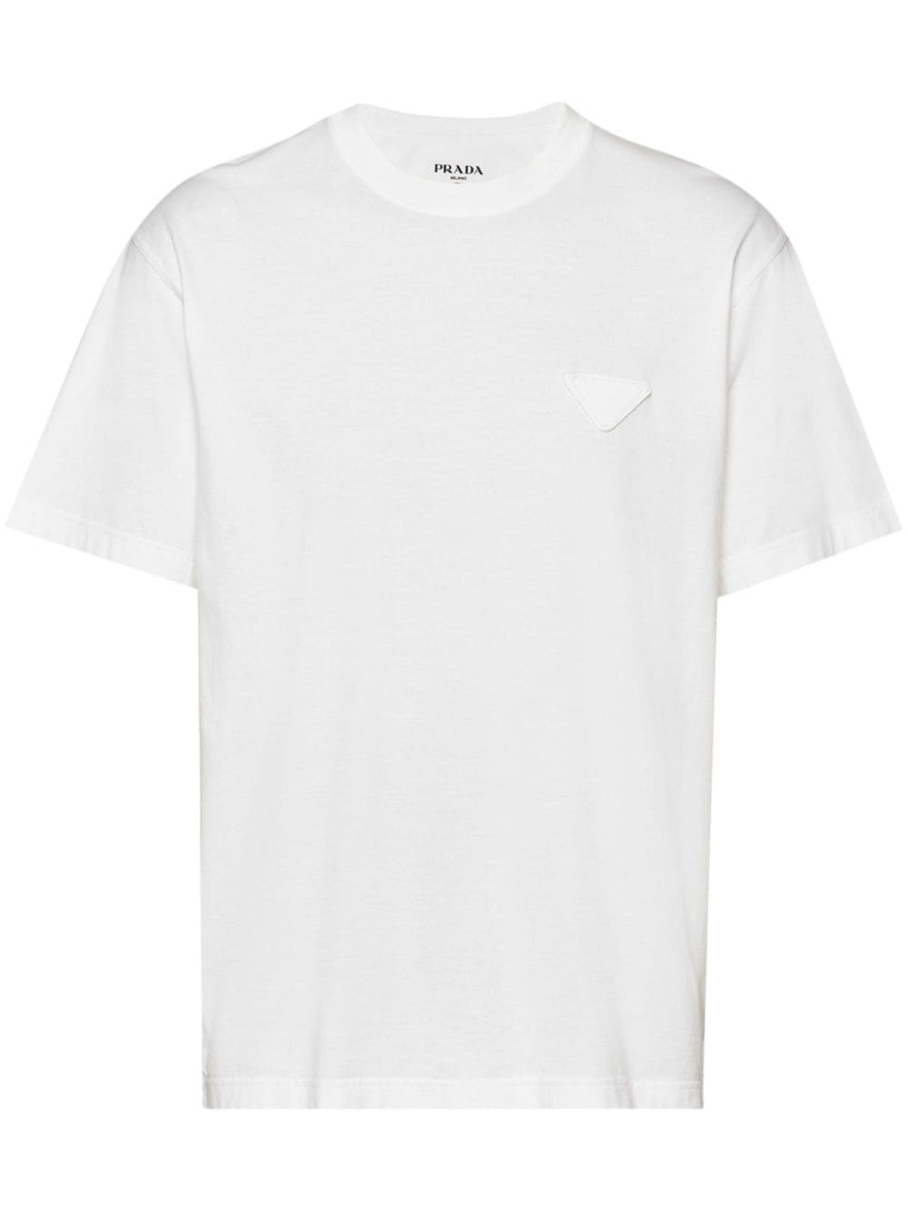 Prada 3d Logo Cotton-Blend T-Shirt - White | Editorialist