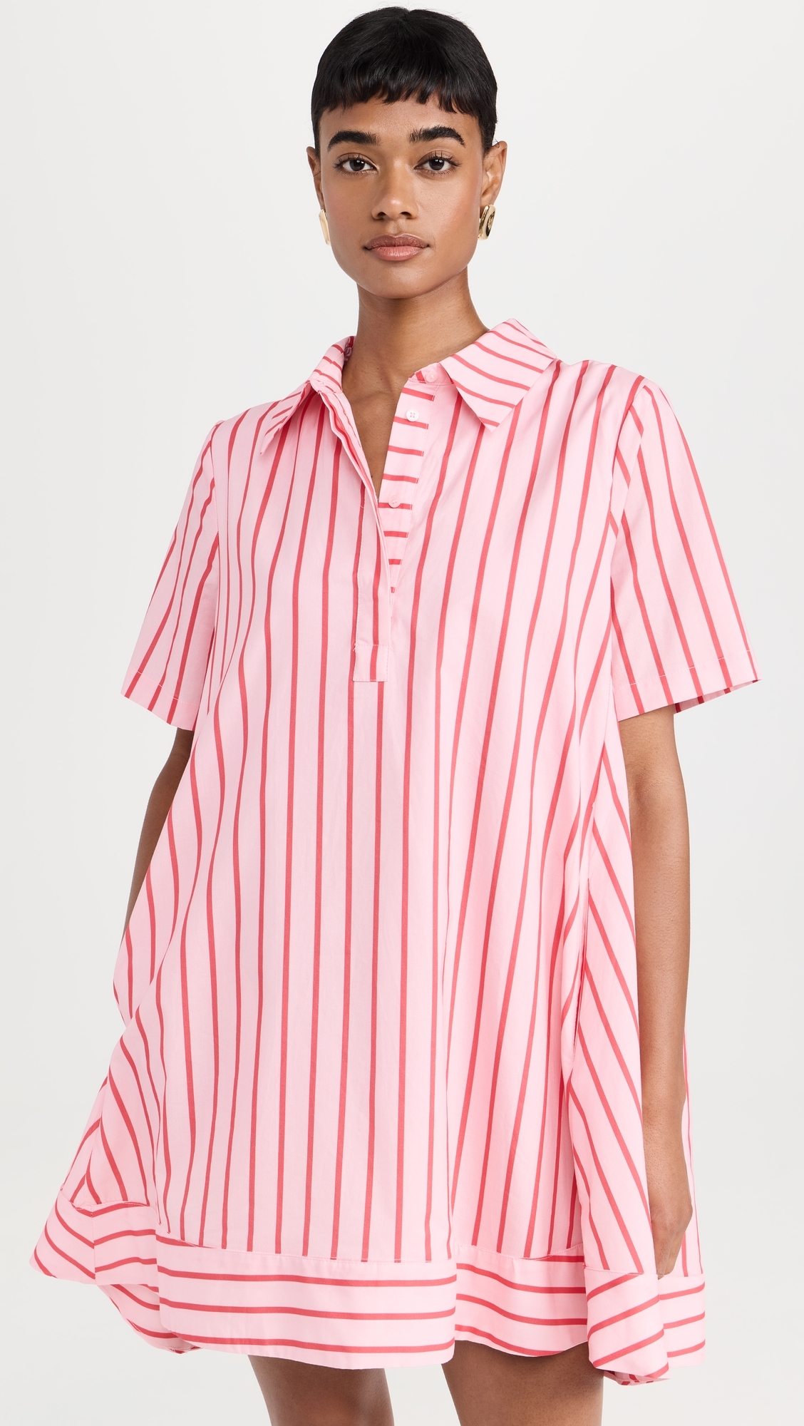 Blue And White Striped Shirt Dress Old Navy Striped Dress English Factory  Stripe A-Line Shirt Dress Pink/Red Xs