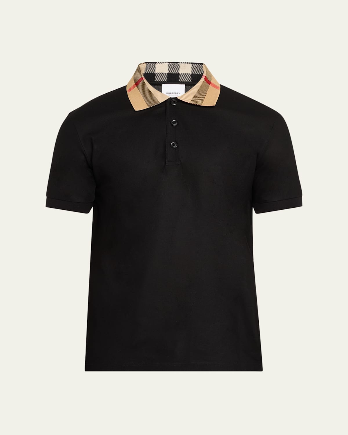 Burberry Cody Check-Collar Polo Shirt - Black | Editorialist