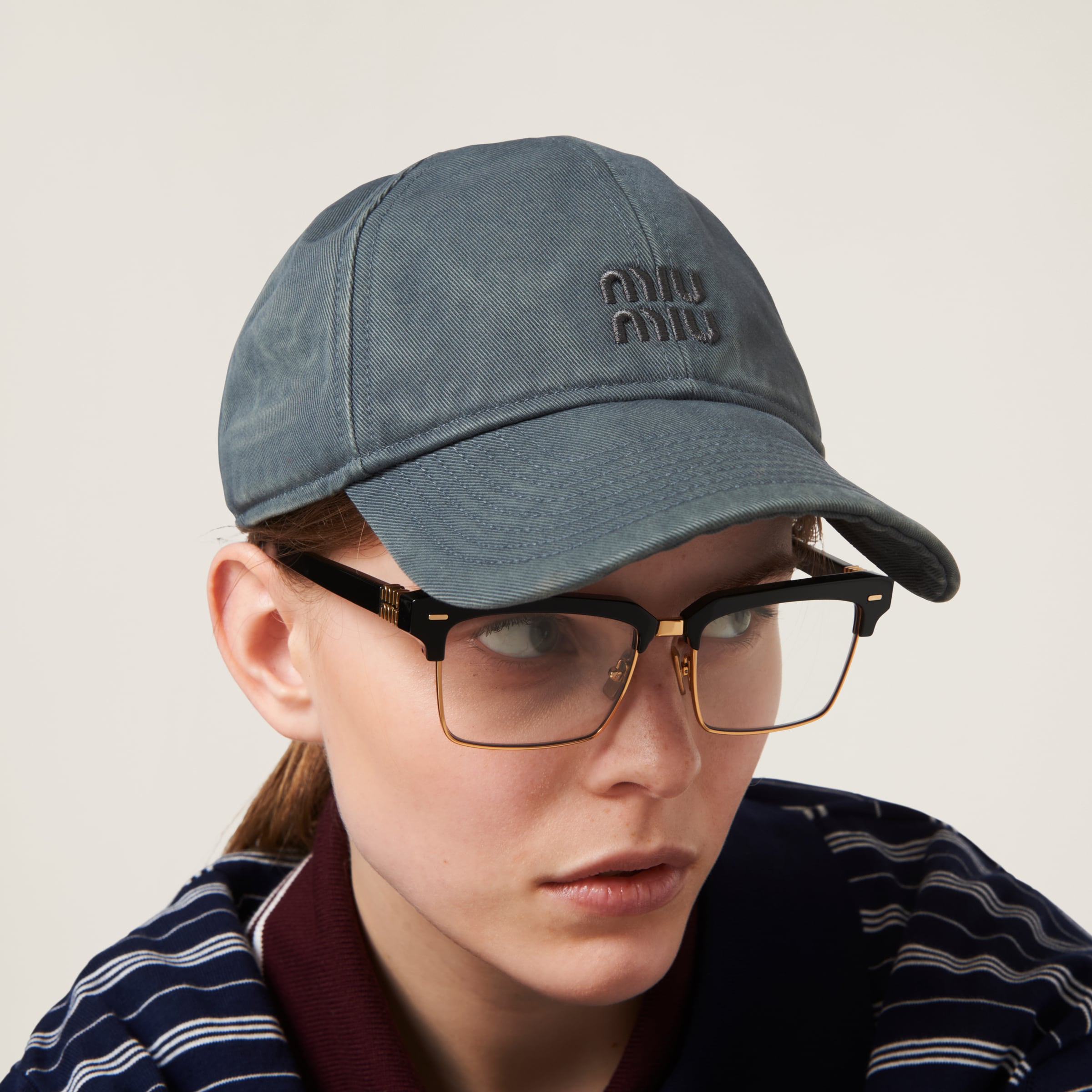 Miu Miu Drill Baseball Cap - Grey | Editorialist