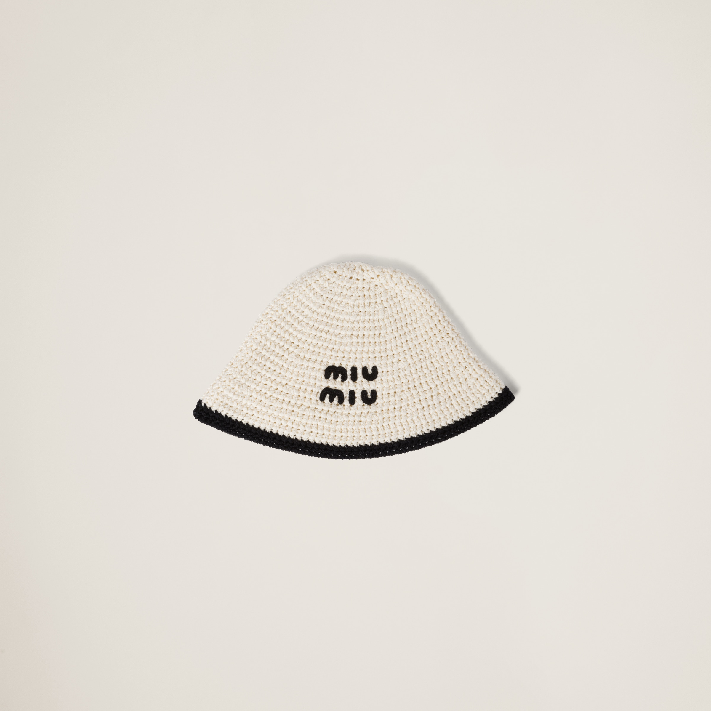 Miu Miu Crochet Hat - Ivory/Black | Editorialist