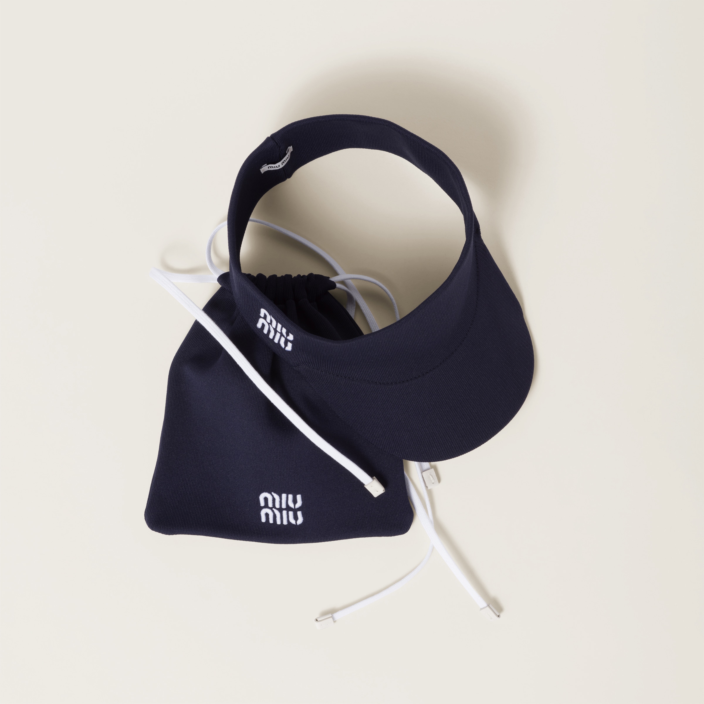 Miu Miu Dark Blue Visor with Red Strap Miu Miu Cappelli in Red | Lyst main image 4