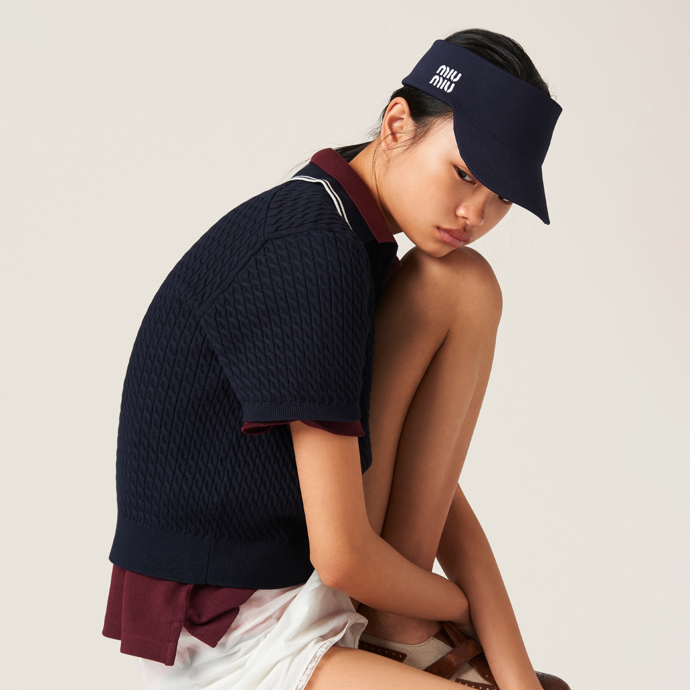 Miu Miu Nylon Visor With Pouch - Navy | Editorialist display picture 2