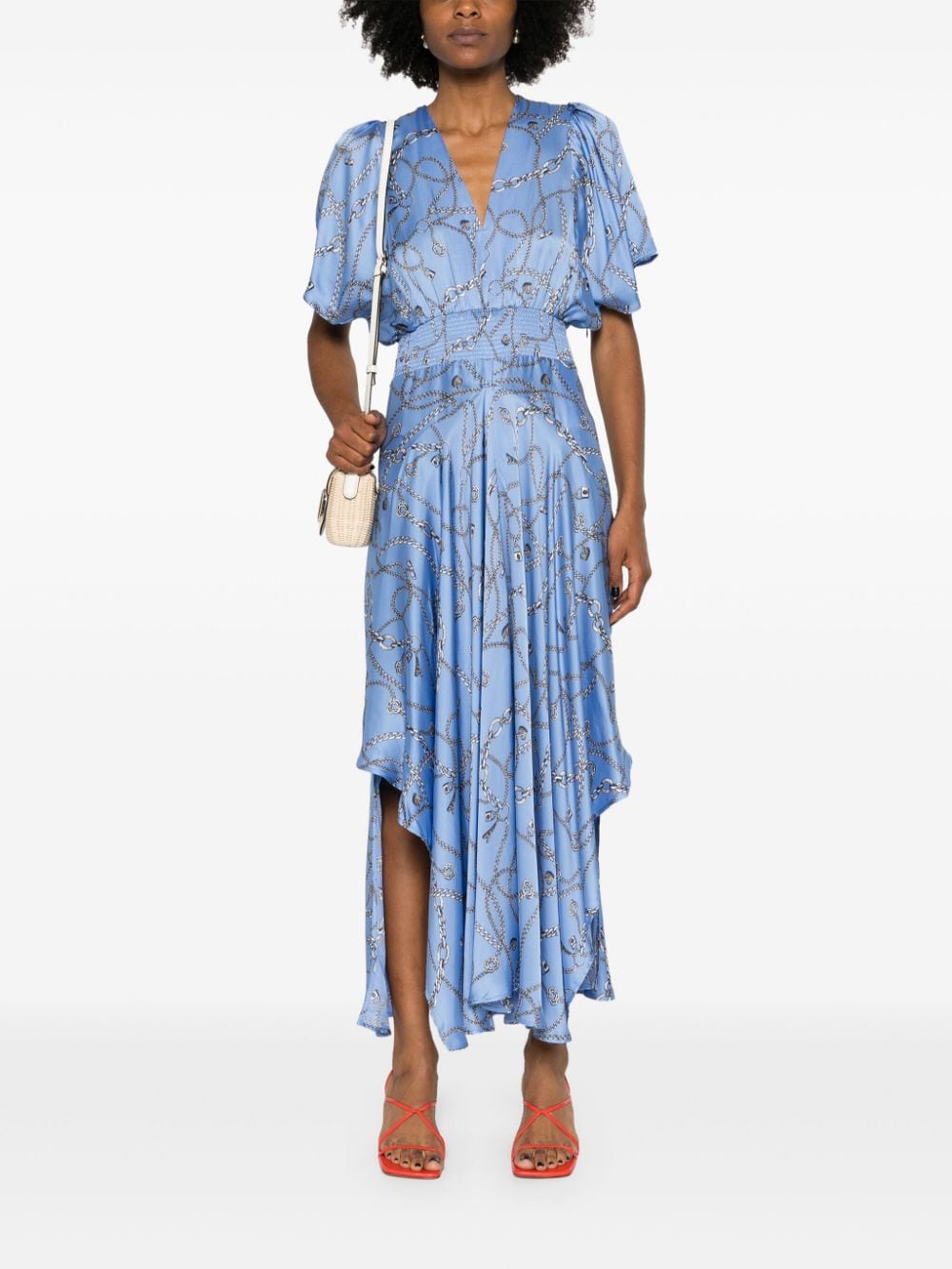 Maje Chain-Print Maxi Dress In Blue - 50% Off | Editorialist Maje Chain-Print Maxi Dress In Blue - 50% Off | Editorialist