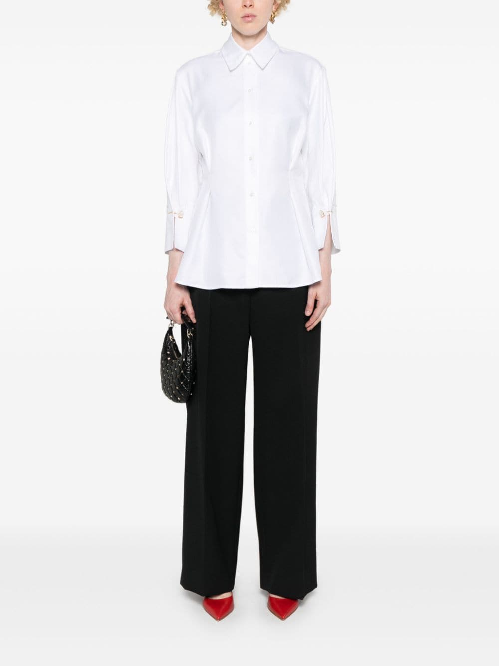 ELISABETTA FRANCHI Chevron-Pattern Poplin Shirt