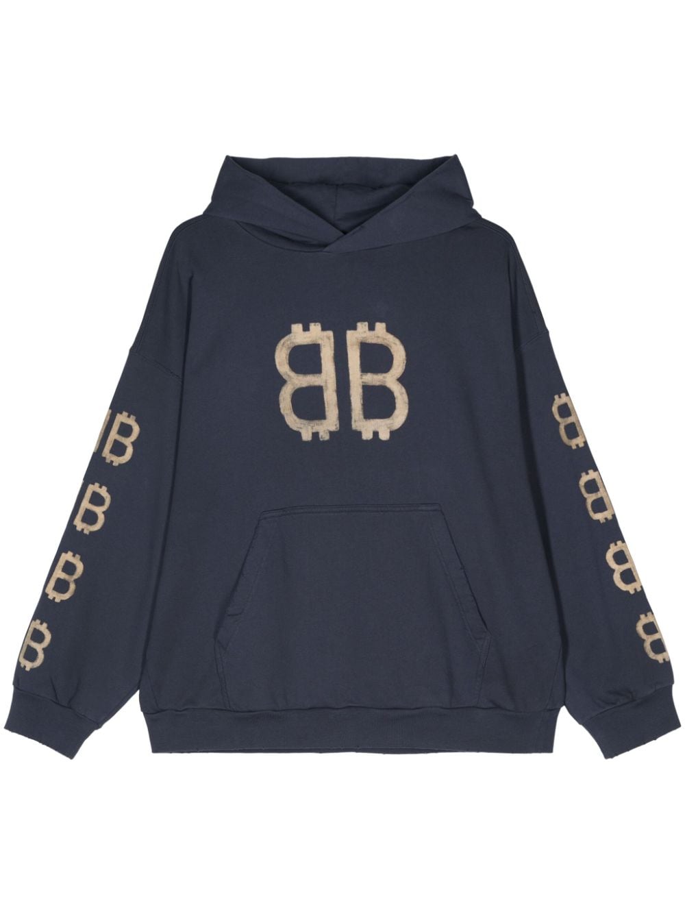 Balenciaga Crypto Logo-Print Hoodie In Blue - 63% Off | Editorialist