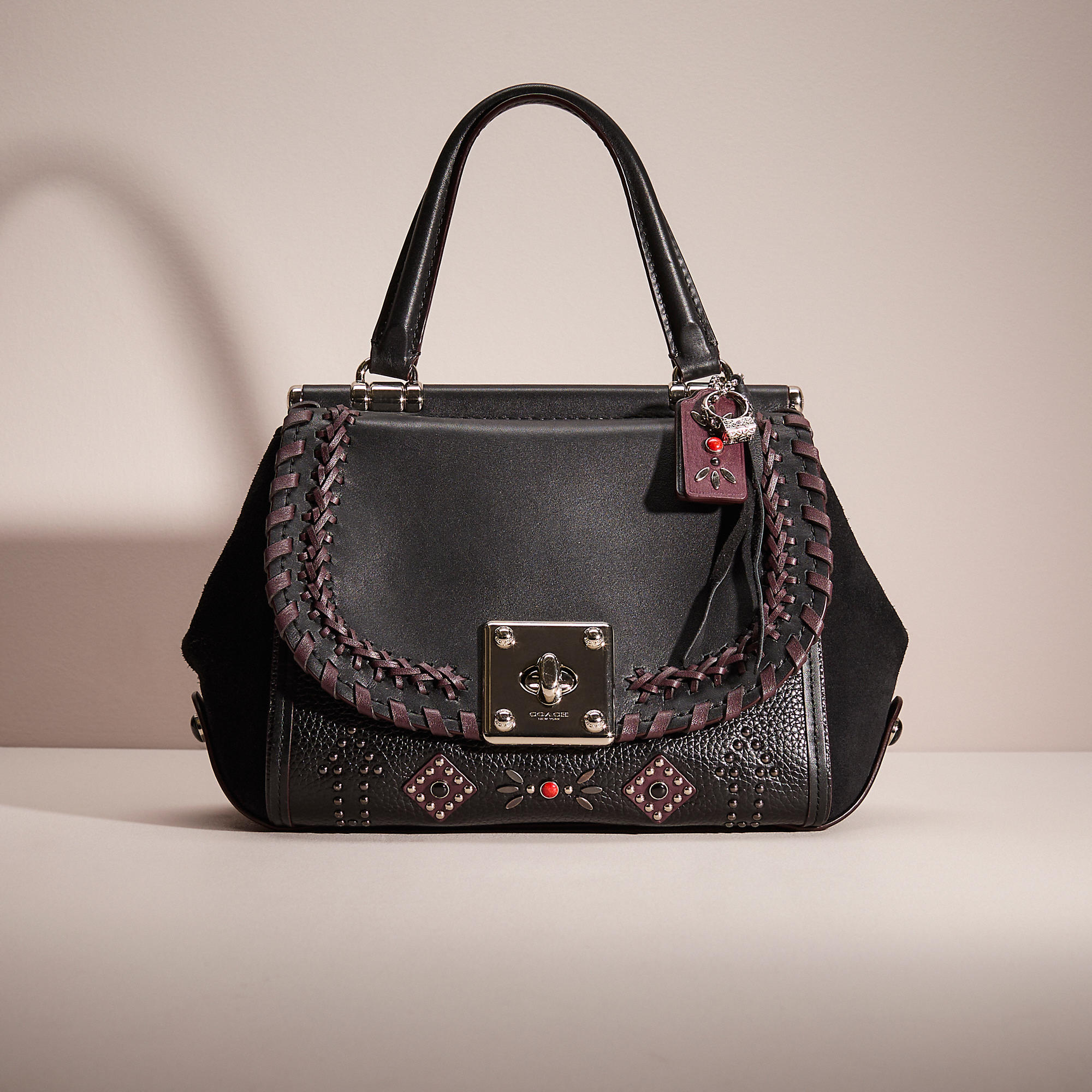 Coach Upcrafted Drifter Top Handle With Western Rivets - Silver/Black ...