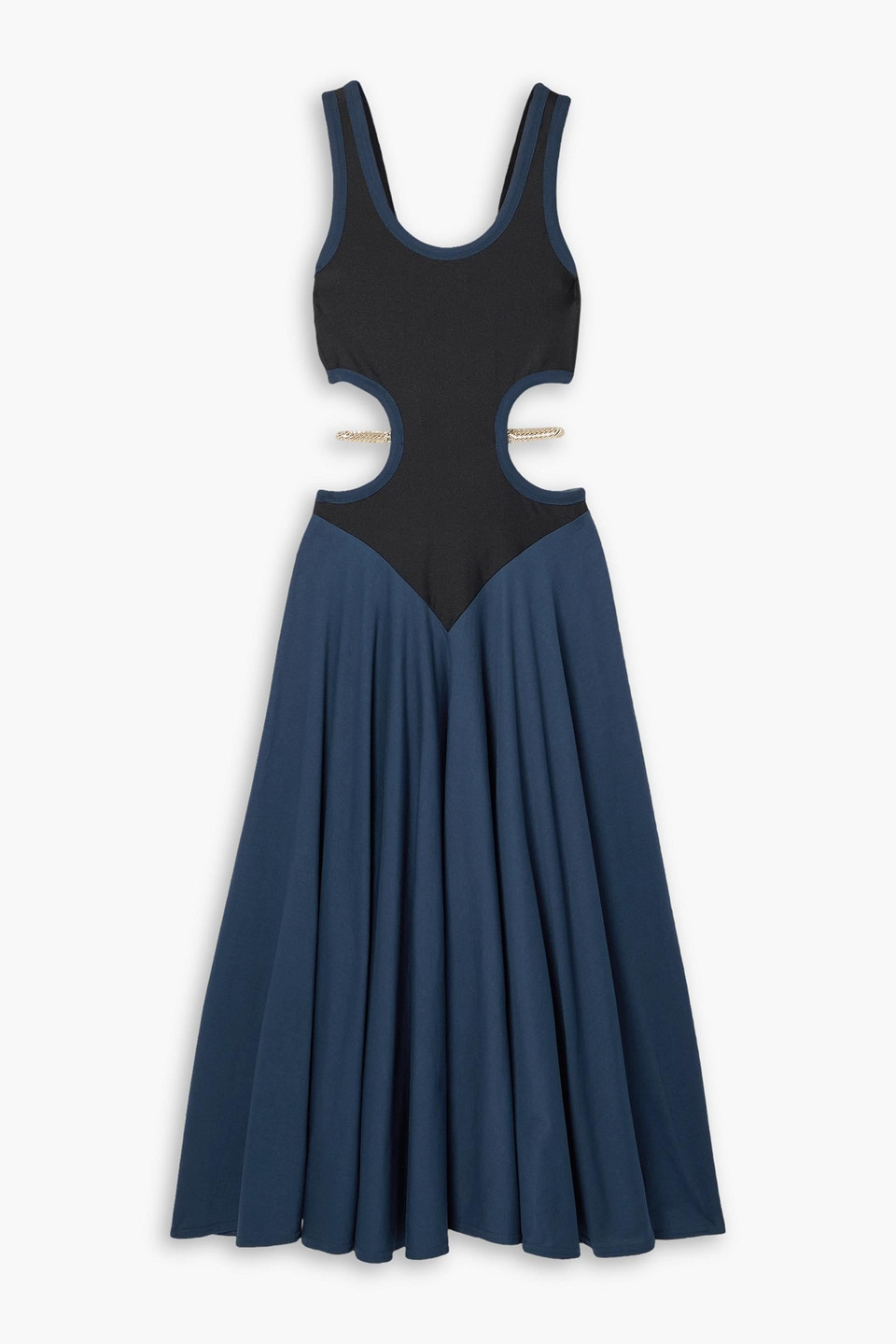 co denim midi dress Mint Velvet Blue Denim Scallop Detail Midi Dress | Size 6 | Blue