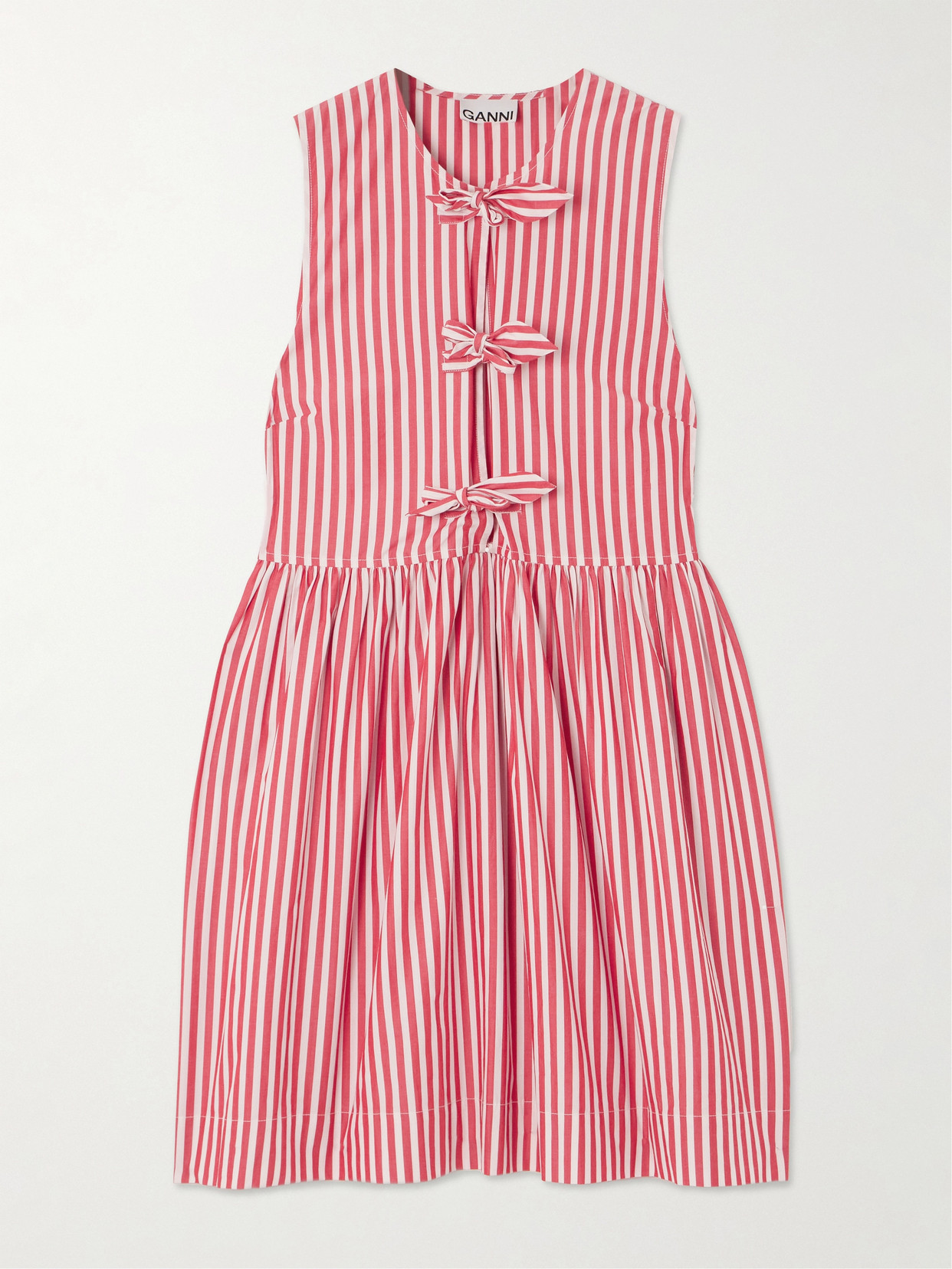 strapless open back dress Ganni Pink & Brown Striped Cotton Dress sz 2 l Michael's Luxury Consignment   Michael's Consignment NYC