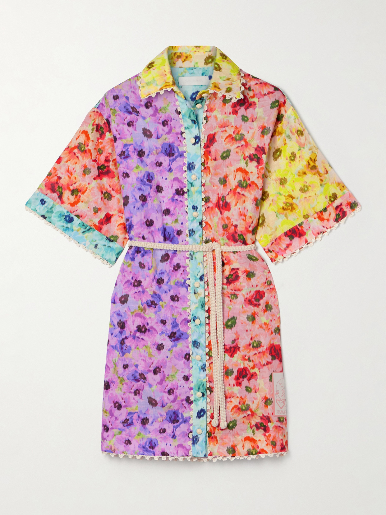 lightburst trimmed shirt dress Zimmermann Lightburst Floral-Print Cotton Mini Shirt Dress In Multi - 50%  Off